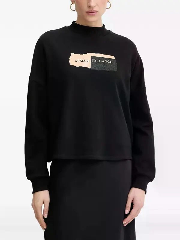Armani Exchange Graphic Print Mock-neck Sweatshirt - Black