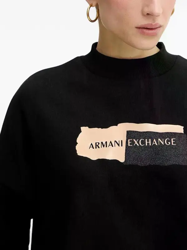 Armani Exchange Graphic Print Mock-neck Sweatshirt - Black
