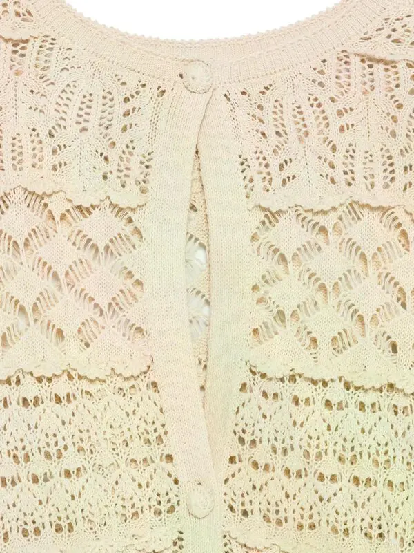 SEMICOUTURE Tiered Crochet Cardigan - Neutrals