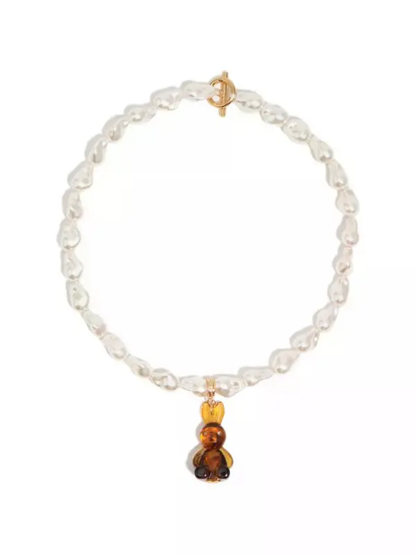 Bimba Y Lola Rabbit Pendant Necklace - White