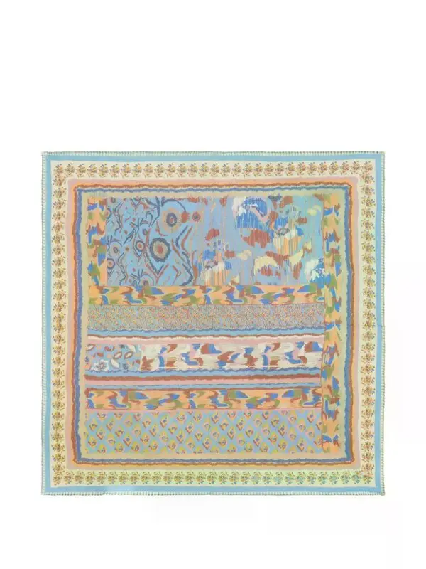 Bimba Y Lola Ikat Floral-print Scarf - Blue