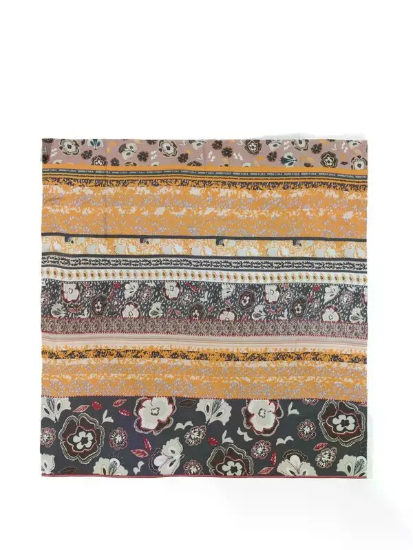 Bimba Y Lola Floral Frayed Scarf - Neutrals