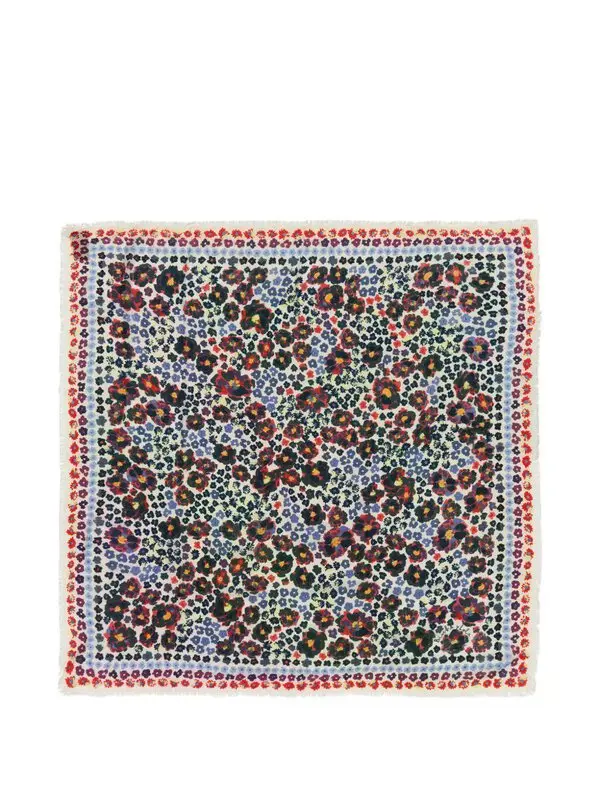 Bimba Y Lola Floral Fringed Scarf - Neutrals