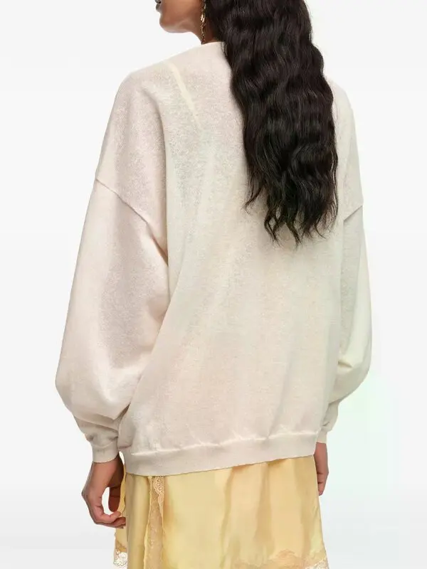 Bimba Y Lola Lace Trim V-neck Top - Neutrals