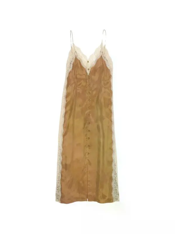 Bimba Y Lola Lace-trim Midi Dress - Neutrals