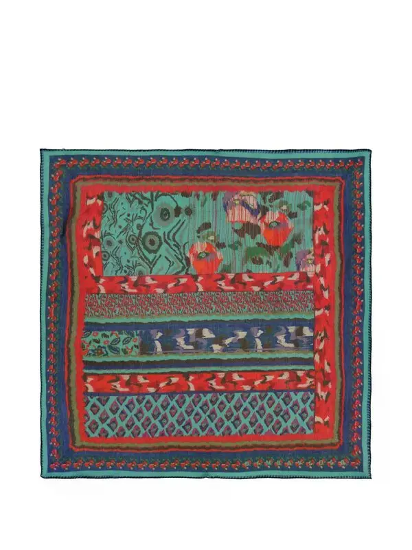Bimba Y Lola Ikat Floral-striped Scarf - Red