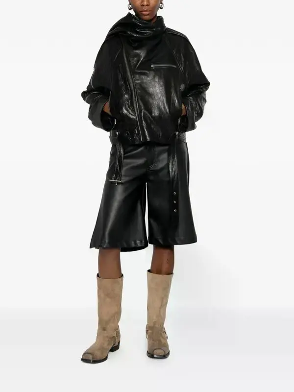Rick Owens Scarf-detail Leather Jacket - Black