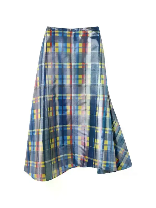 ENFOLD Checked Asymmetric Hem Skirt