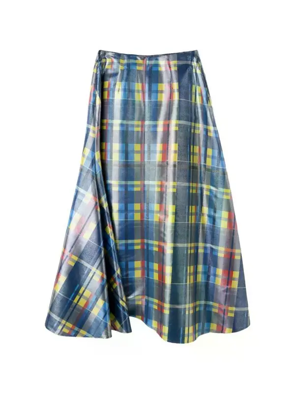 ENFOLD Checked Asymmetric Hem Skirt