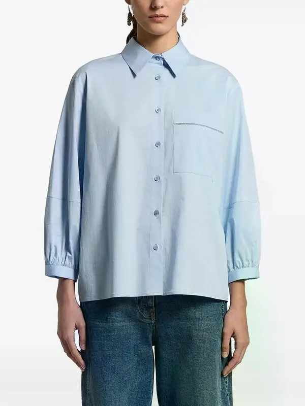 Peserico Long Sleeve Collared Shirt With Chest Pocket