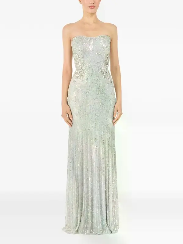 Jenny Packham Topaz Sequin-embellished Maxi Dress