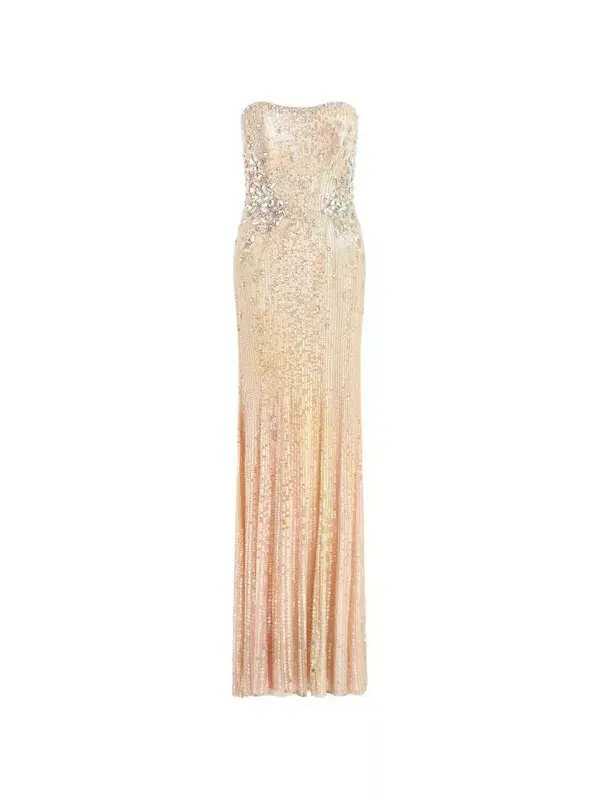 Jenny Packham Topaz Sequin-embellished Strapless Maxi Dress