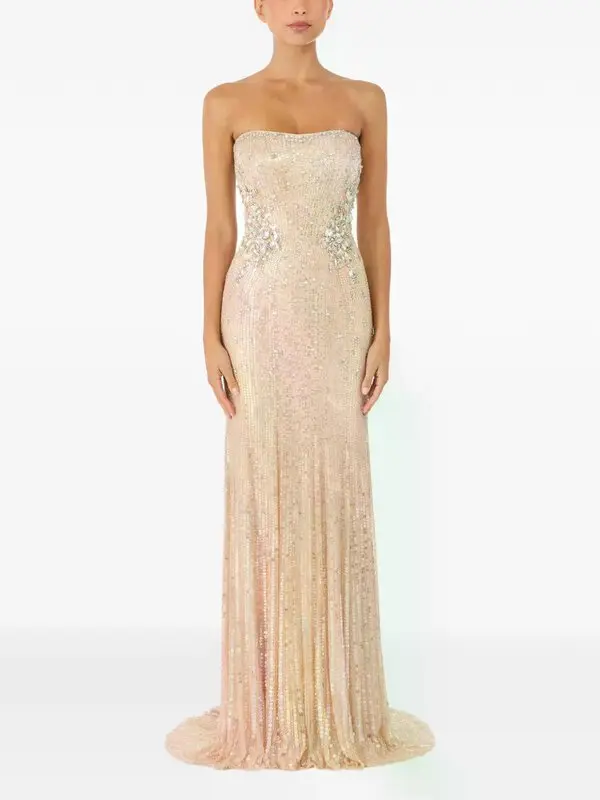 Jenny Packham Topaz Sequin-embellished Strapless Maxi Dress