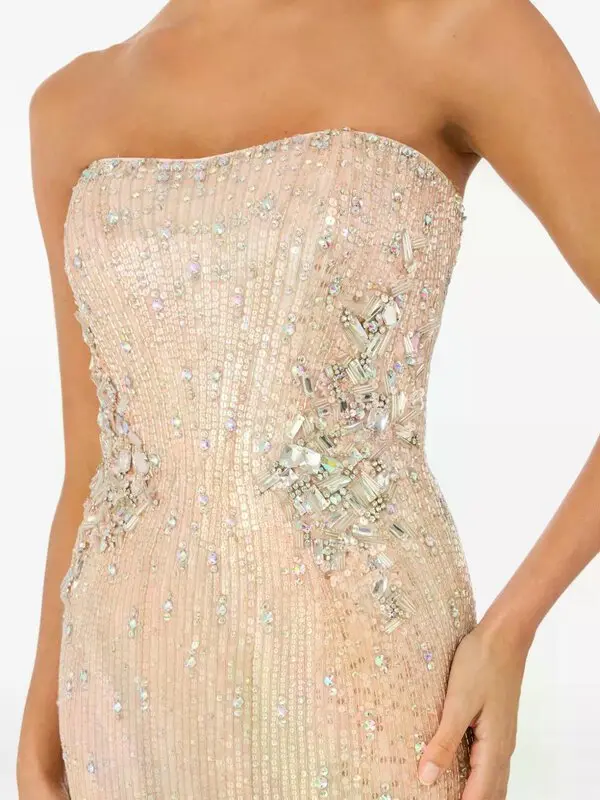 Jenny Packham Topaz Sequin-embellished Strapless Maxi Dress