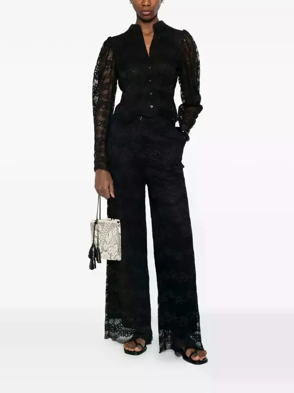 TWINSET Lace Wide Leg Trousers - Black