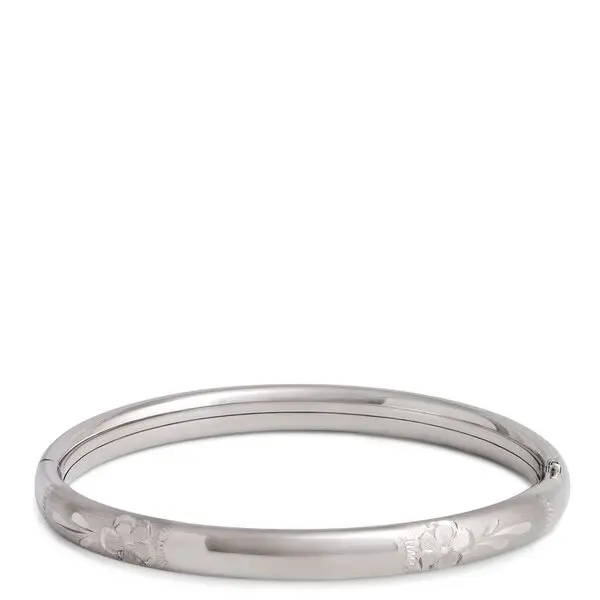 Benbridge Stainless Steel Baby Bangle With Floral Engraving - Ss
