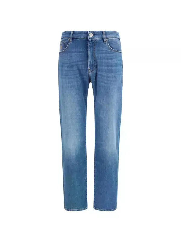 MOORER Logo-patch Straight-leg Jeans - Blue