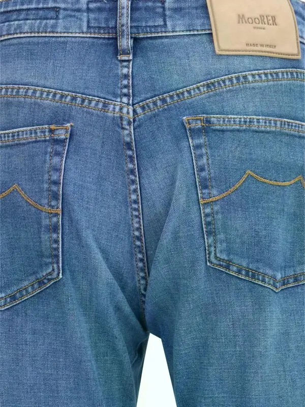 MOORER Logo-patch Straight-leg Jeans - Blue