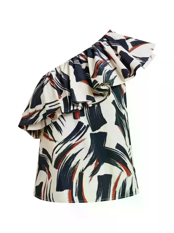 Essentiel Antwerp Ruffled One-shoulder Blouse - Neutrals