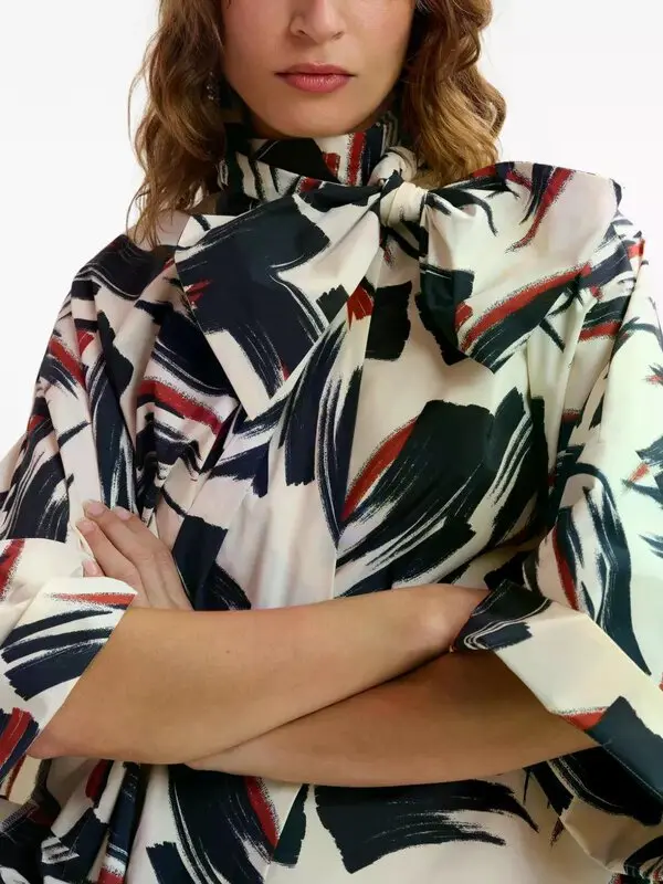 Essentiel Antwerp Graphic-print Pussy-bow Dress
