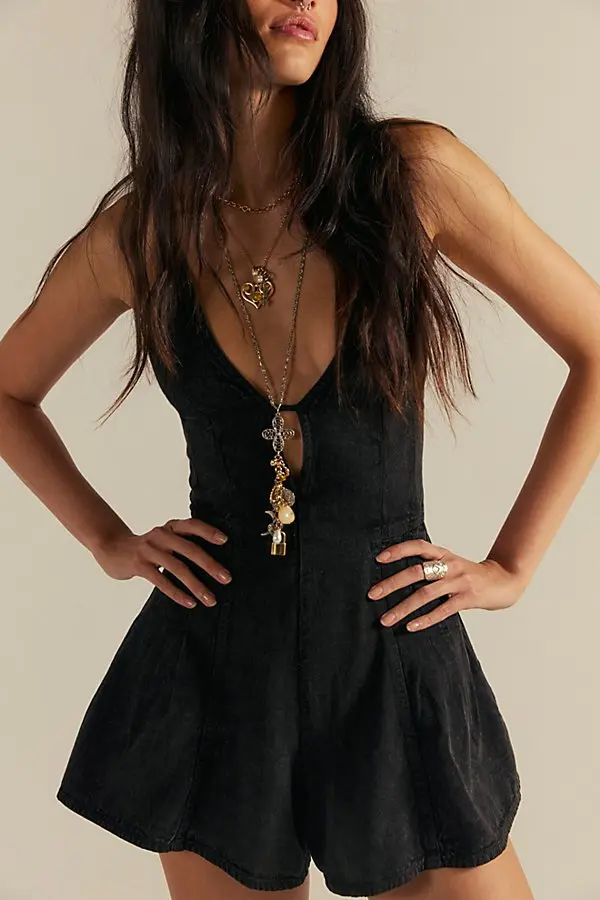 Free People We The Free Nostalgia Ultra Shortall - Raven