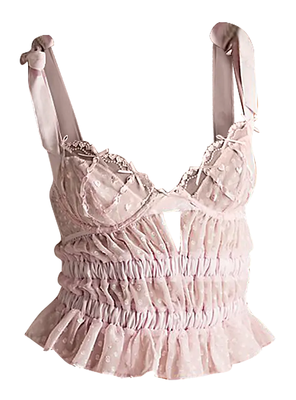 For Love & Lemons Slotted Hearts Bustier - Pink