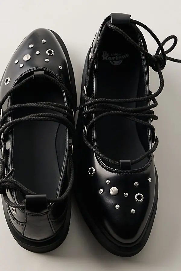 Dr. Martens Elphie Ii Hardware Wrap Leather Ballet Flats - Black
