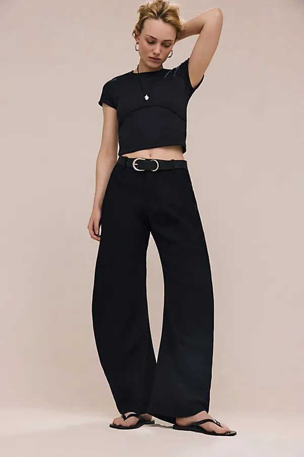 Free People Spotlight Menswear Barrel Trousers - Black
