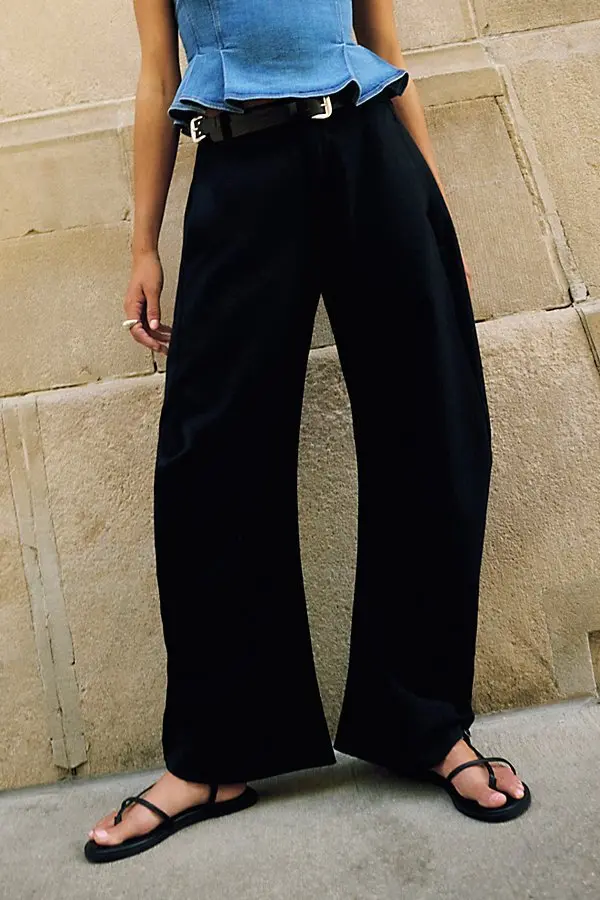 Free People Spotlight Menswear Barrel Trousers - Black