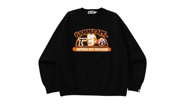 A BATHING APE Classic Gamma Ape Relaxed Fit Crewneck Sweatshirt - Black