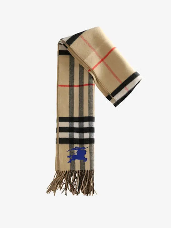 Burberry Mu Ekd To Gc Jacquard Scarf - Check Blue