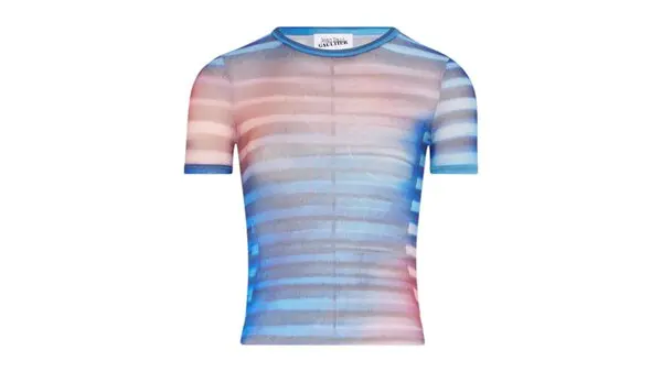 JEAN PAUL GAULTIER Mesh Printed Air Tee - Light Blue