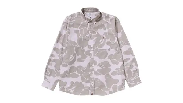 A BATHING APE Stripe Camo Relaxed Fit Shirt
