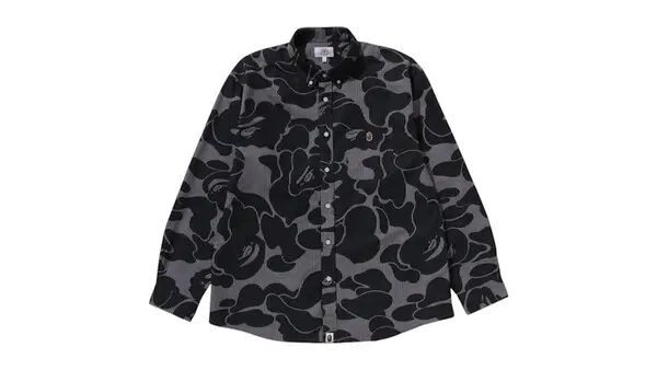 A BATHING APE Stripe Camo Relaxed Fit Shirt