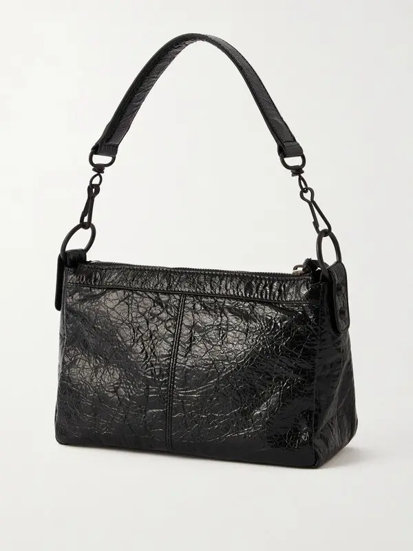 Balenciaga Le City Moto Mini Crinkled-leather Shoulder Bag