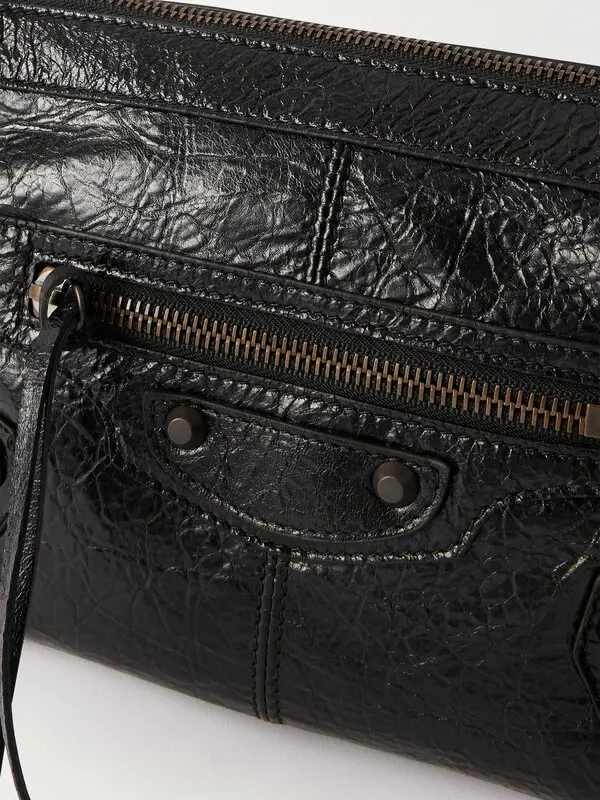 Balenciaga Le City Moto Mini Crinkled-leather Shoulder Bag
