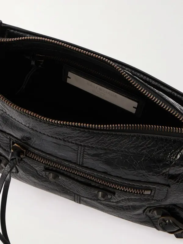 Balenciaga Le City Moto Mini Crinkled-leather Shoulder Bag