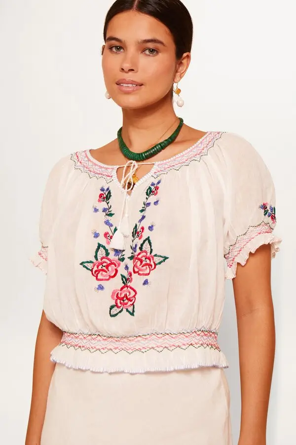 Rixo Phlox Top With Embroidery