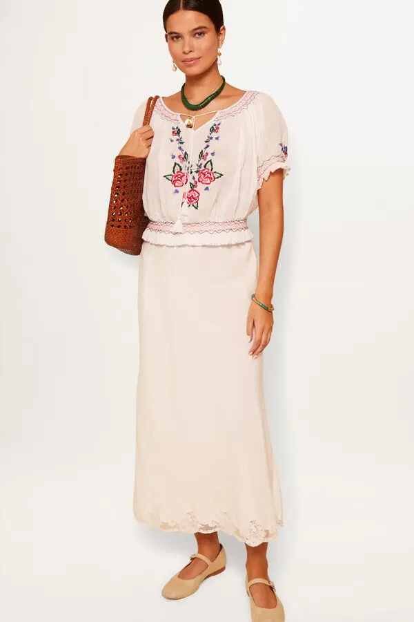 Rixo Phlox Top With Embroidery
