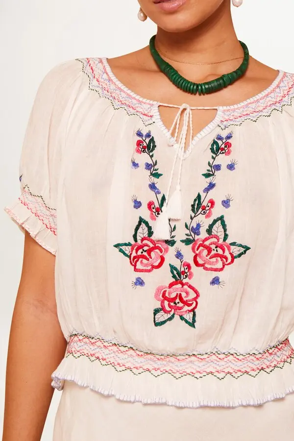 Rixo Phlox Top With Embroidery