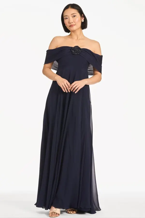 Sachin & Babi Embellished Off-the-shoulder Gown