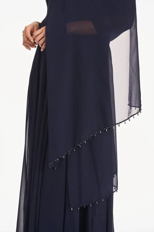 Sachin & Babi Emmy Blue Embellished Silk Chiffon Scarf - Midnight