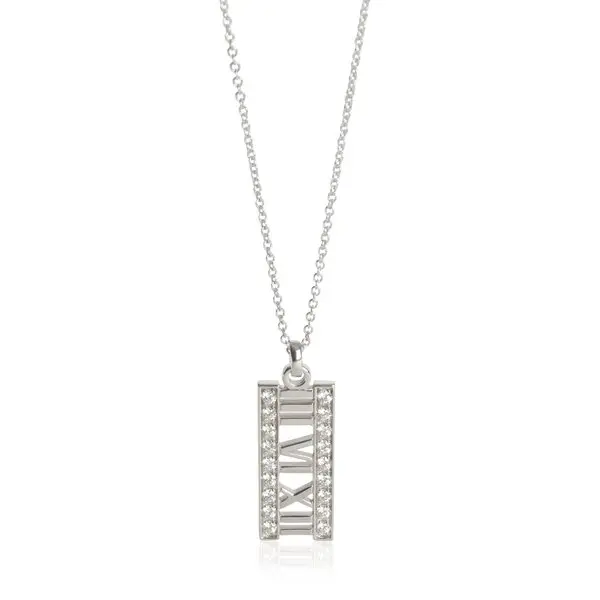 Tiffany & Co. Atlas Diamond Bar Pendant Necklace - White_gold