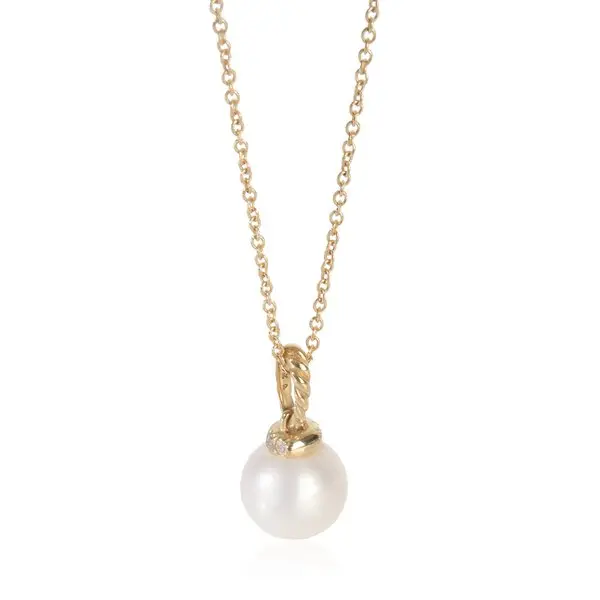 David Yurman Yellow Gold Pearl And Diamond Solari Pendant Necklace - Yellow_gold