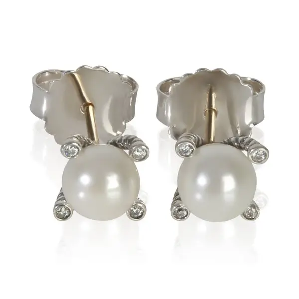 David Yurman Sterling Silver, Pearl, And Diamond Earrings - Sterling_silver