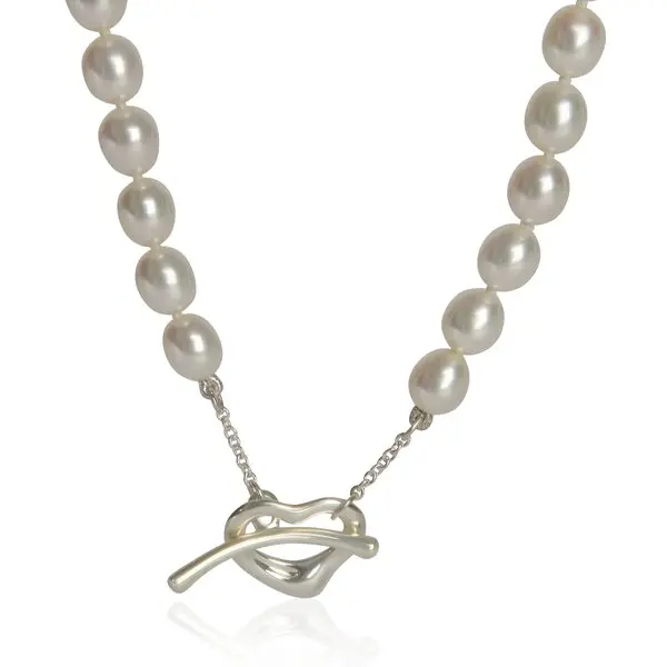 Tiffany & Co. Elsa Peretti Open Heart Pearl Necklace - Sterling_silver
