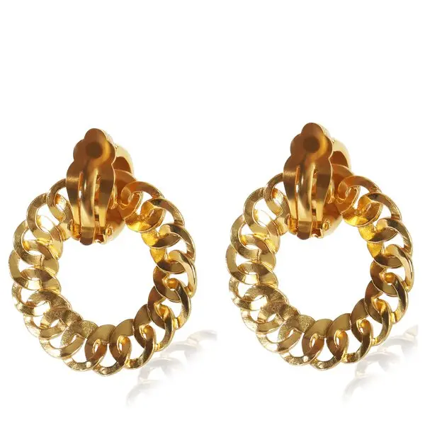 Chanel Gold Plated Cc Knocker Earrings
