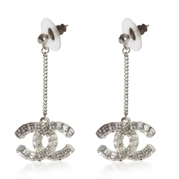 Chanel 2021 Strass Cc Drop Earrings - Palladium_plated