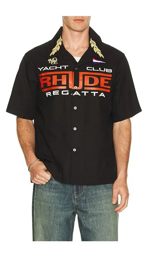 Rhude Regatta Club Shirt In . Also - Black