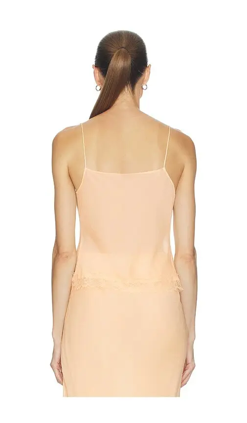 HELSA Viscose Satin Cami With Lace - Beige